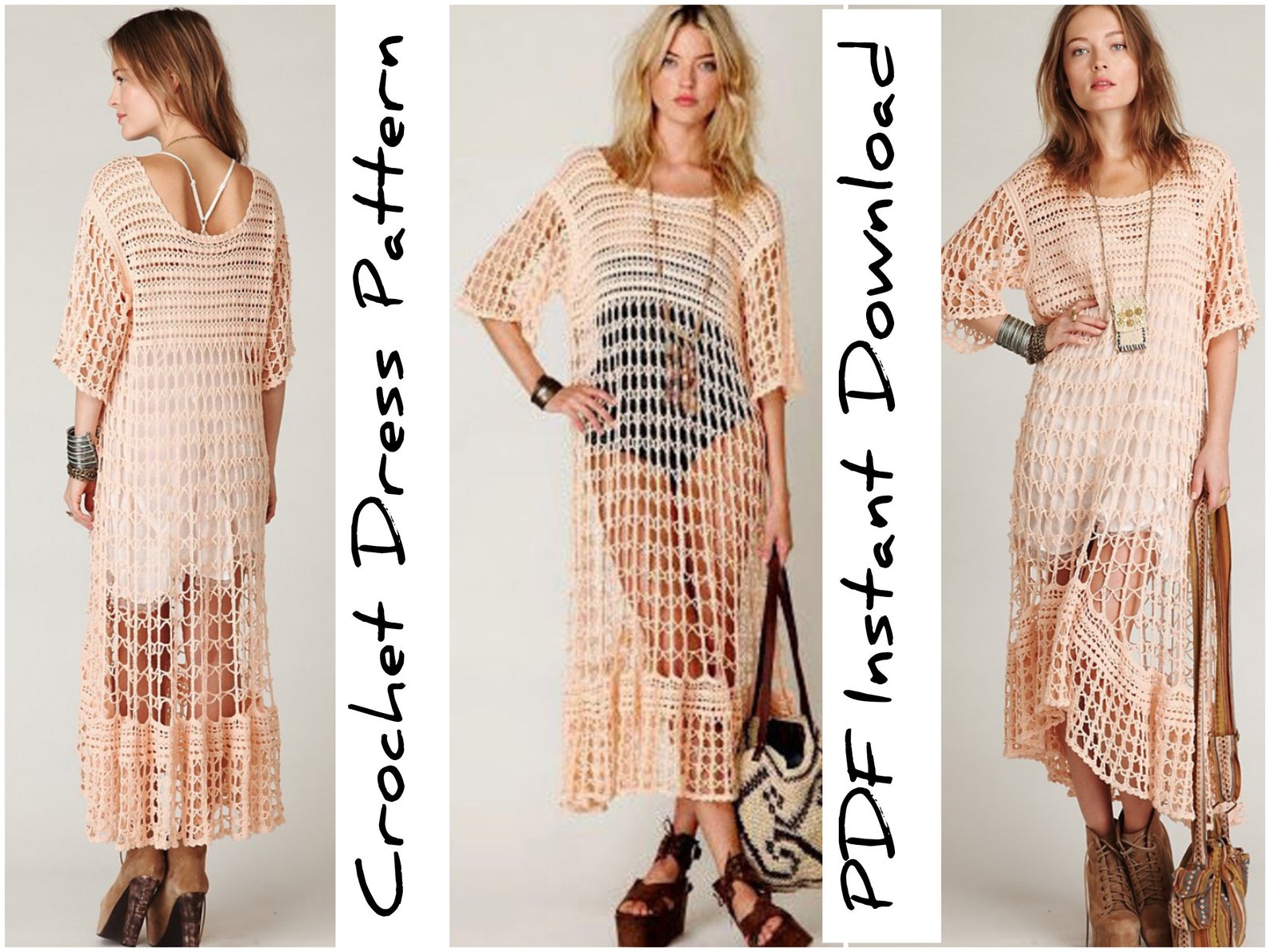 Crochet Maxi BOHO OVERSIZED DRESS Pattern Pdf for Women - Etsy