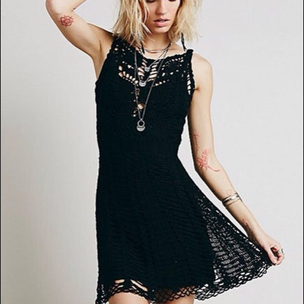 Black Crochet Dress - Etsy