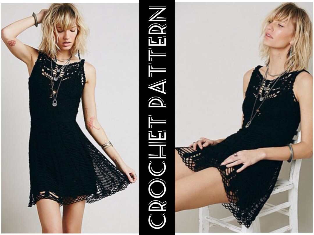 CROCHET Little Black Dress PATTERN Digital Pdf FESTIVAL Open Back ...