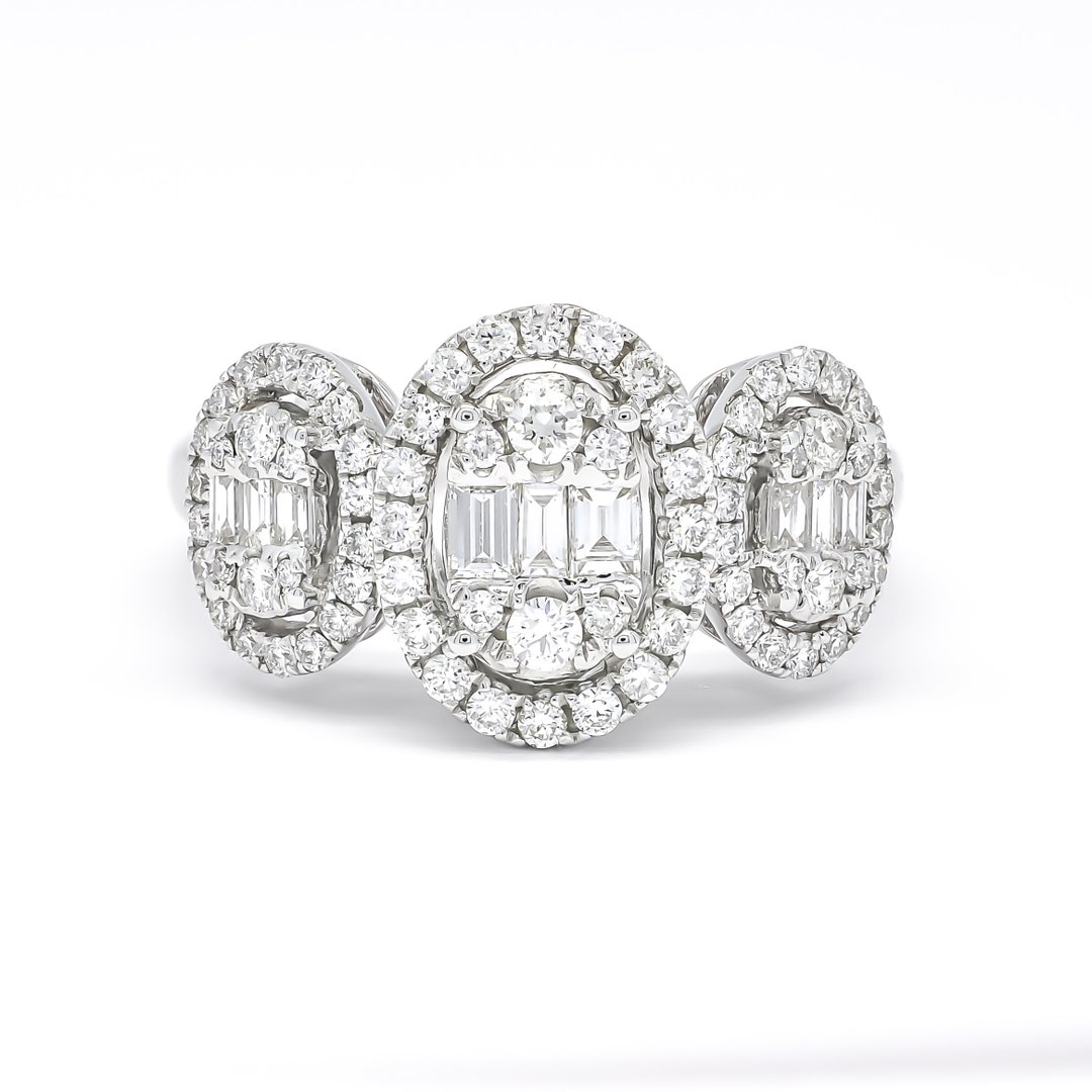 Natural Diamond Ring, 18KT White Gold Diamond Engagement Ring ...