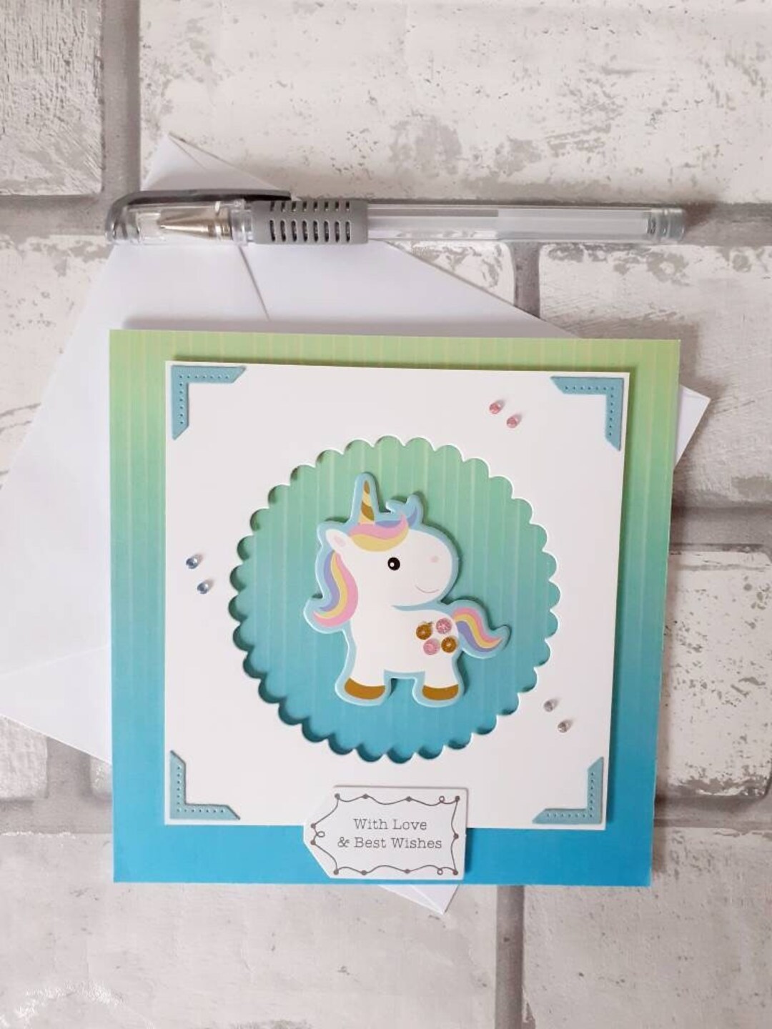 Birthday Card Unicorn With Love and Best Wishes Card for - Etsy