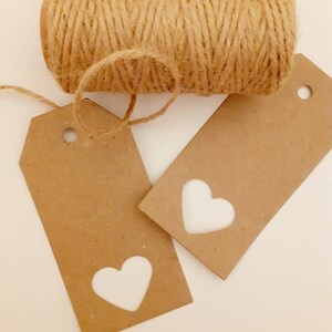 Heart Gift Tag, Brown Card Gift Tag, Wedding Tags, Cut Out Heart Tags ...