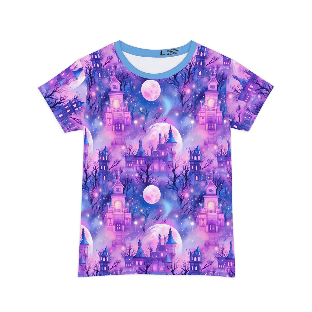 Pastel Goth Blue, Purple, and Pink Castles and Moons Women's Halloween ...