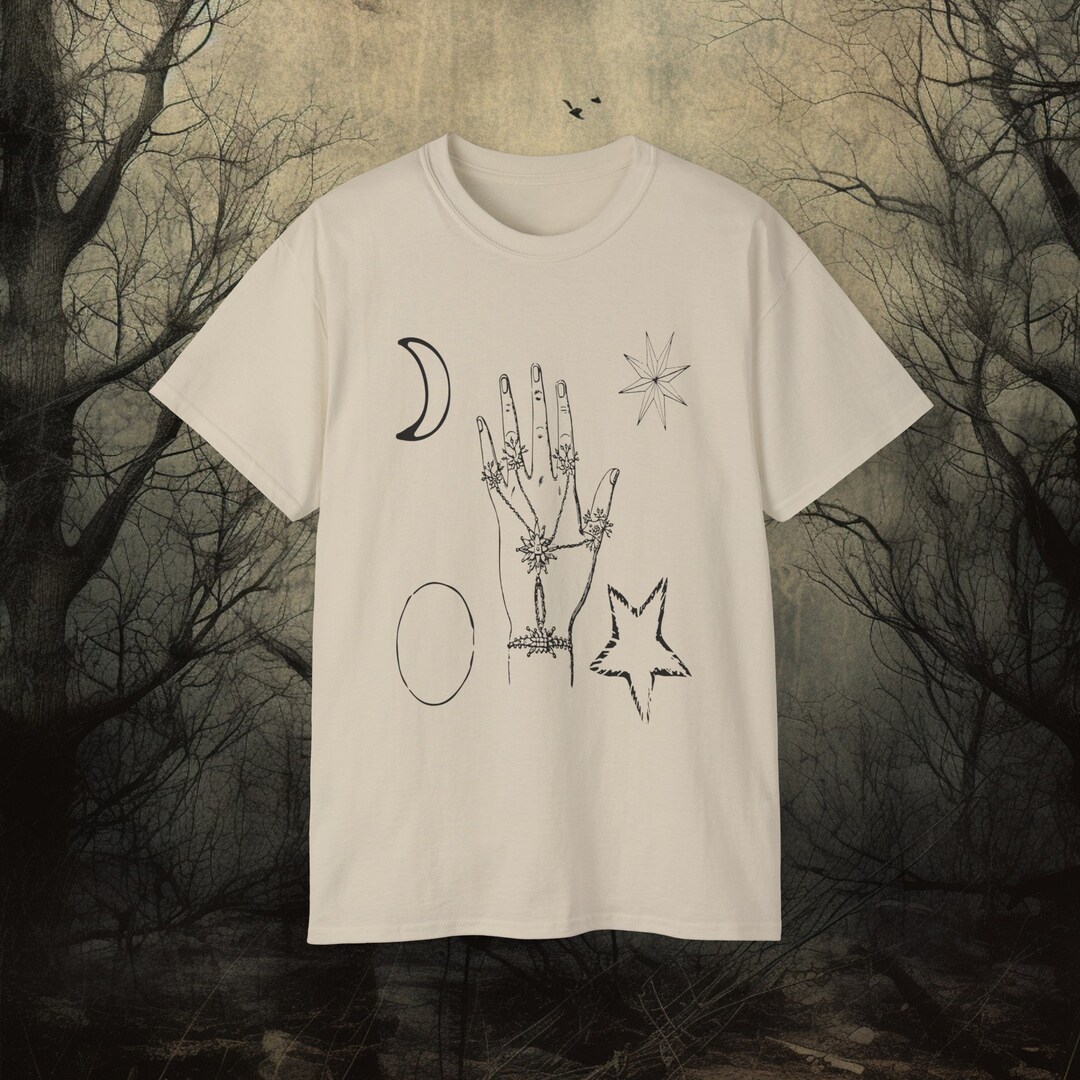 Mystical Hand, Sun, Moon and Stars Witchy Unisex Cotton Tee - Etsy