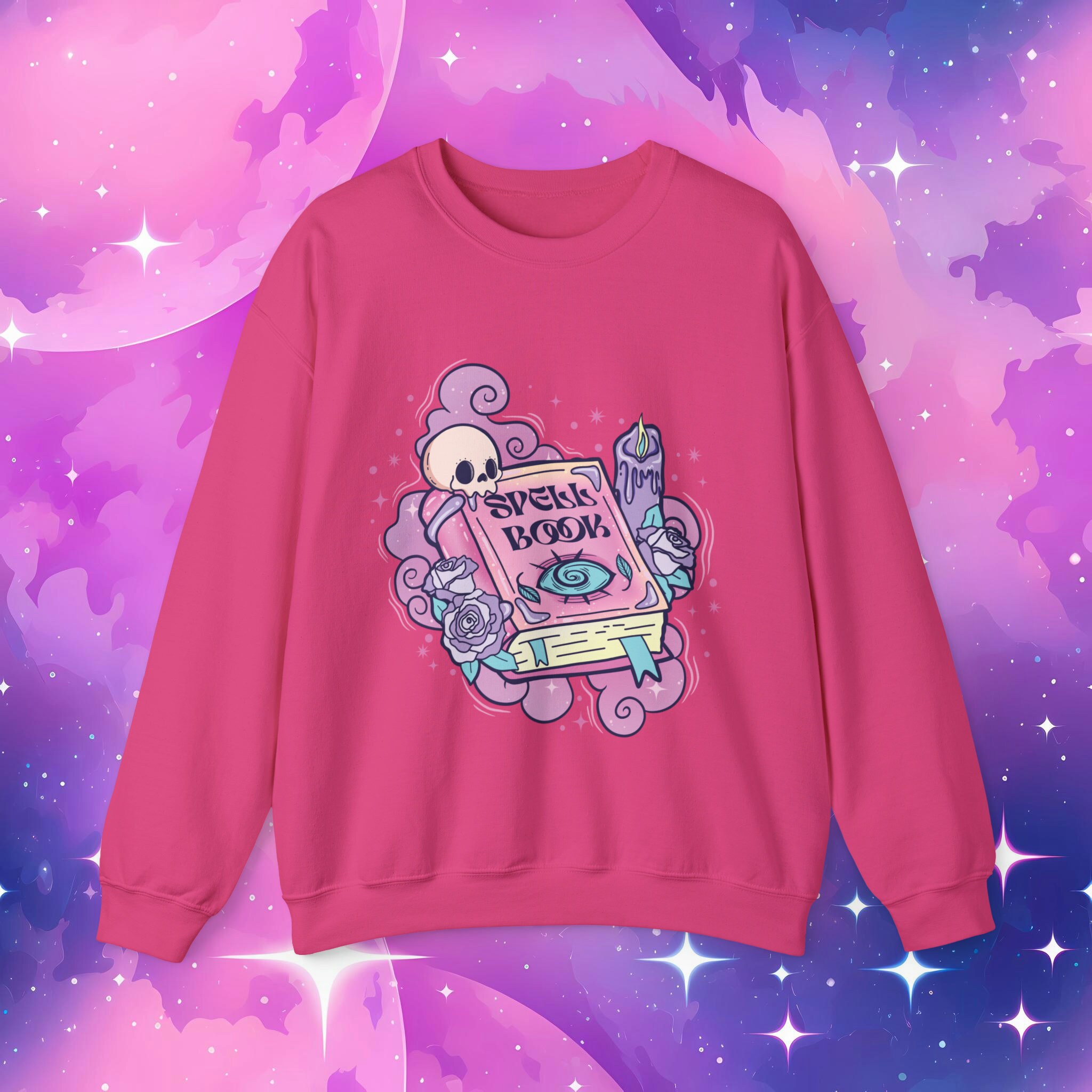 Pink Spell Book Cute Pastel Goth Witchy Unisex Heavy Blend Crewneck ...