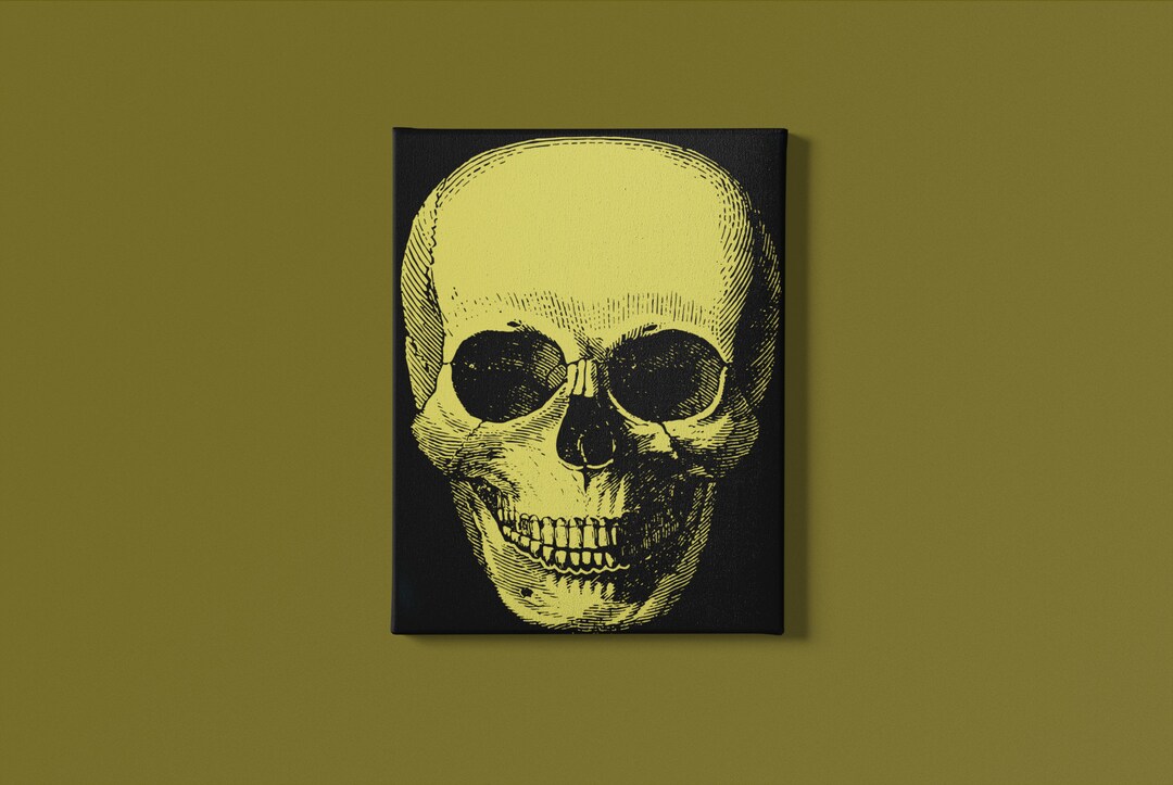 Yellow Skull on Black Goth Canvas Gallery Wrap Free Shipping - Etsy