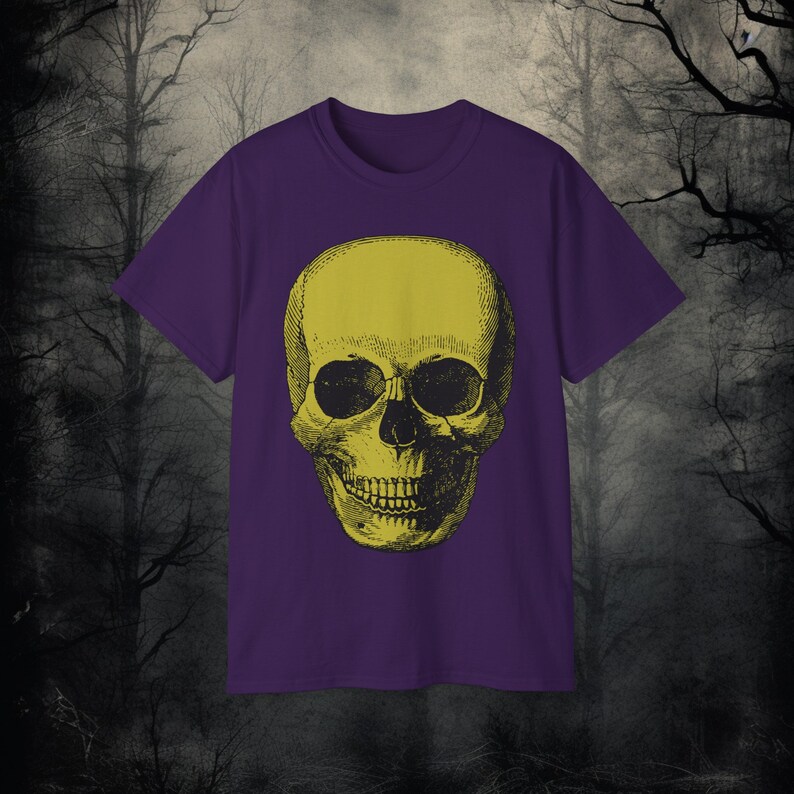 Yellow Goth Skull Cotton Tee - Etsy