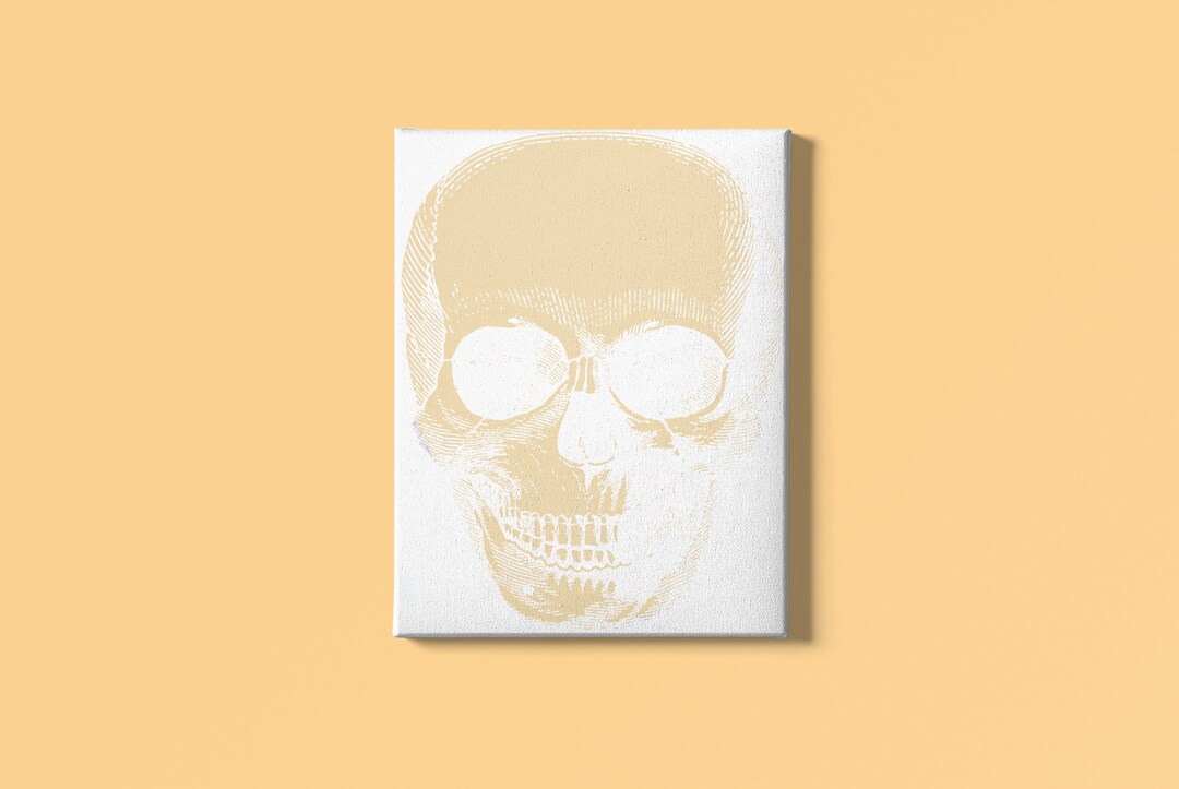 Pastel Orange Skull on White Goth Canvas Gallery Wrap Free Shipping - Etsy
