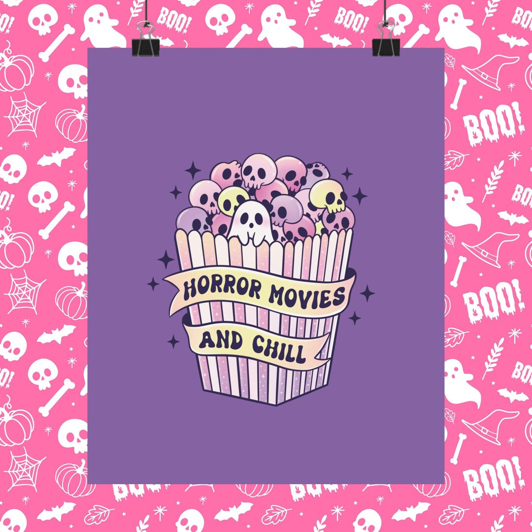 Quirky Pastel Goth 'horror Movies and Chill' Matte Poster - Etsy