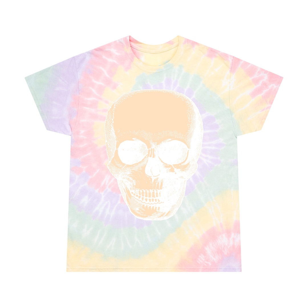Pastel Peach Skull Spiral Tie-dye Tee - Free Shipping - Etsy