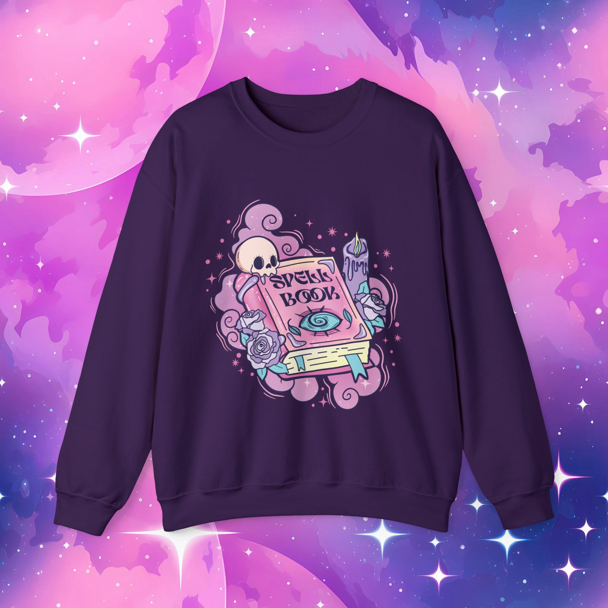 Pink Spell Book Cute Pastel Goth Witchy Unisex Heavy Blend Crewneck ...