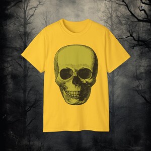 Yellow Goth Skull Cotton Tee - Etsy