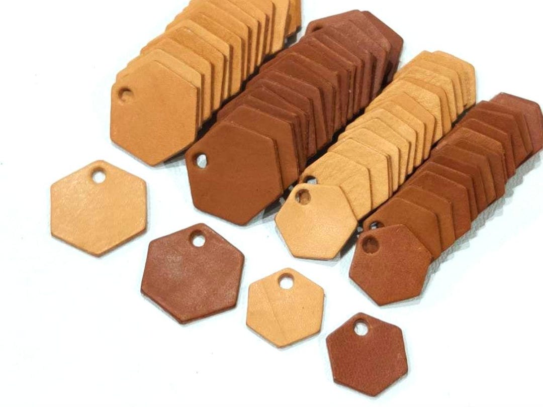 Blank Leather Dog Tag, Leather Hexagon Dog Tag, 2 Sizes, Natural & Tan ...