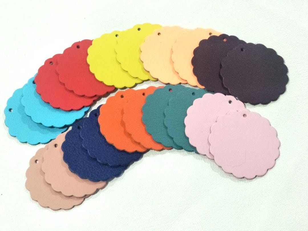 Scallop Shape, Blank Scallop Circle Leather Tag With Hole, Blank ...