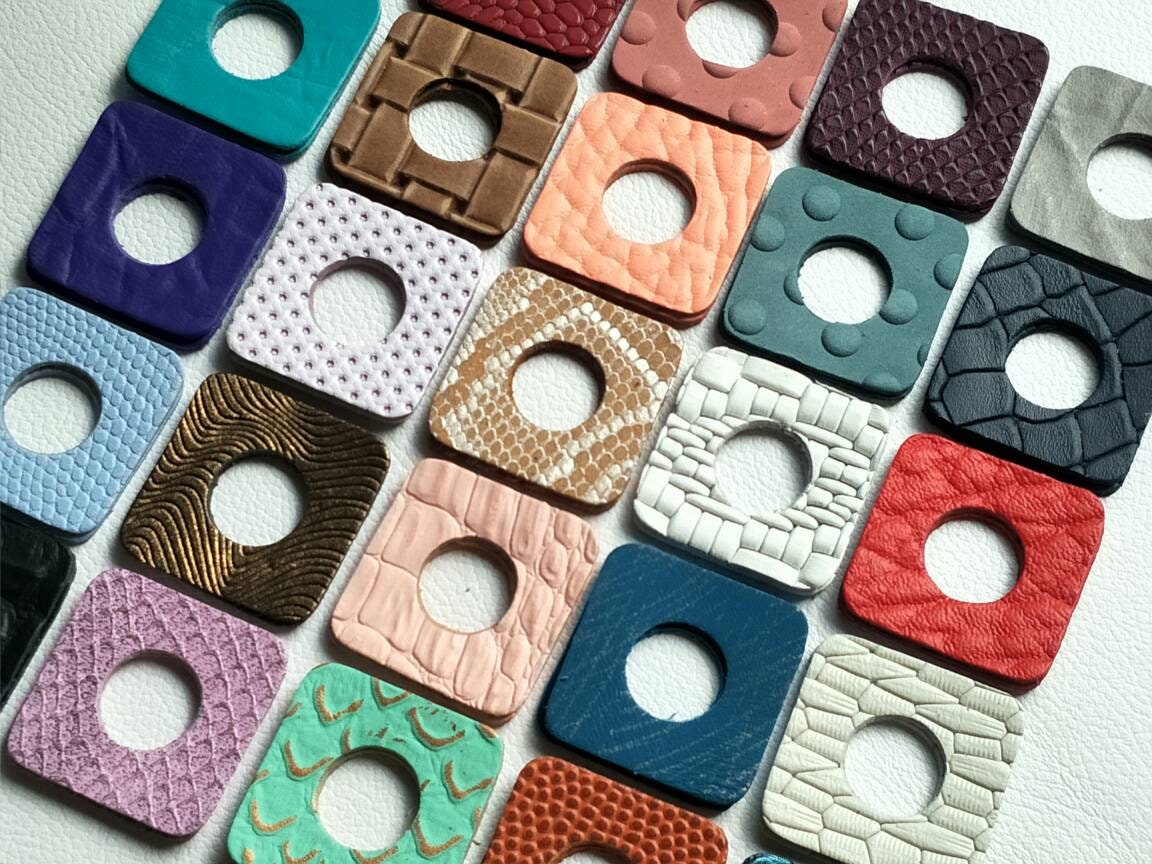 Square Shape Embossed Leather Square Cut Outs 1 1/4 - Etsy UK