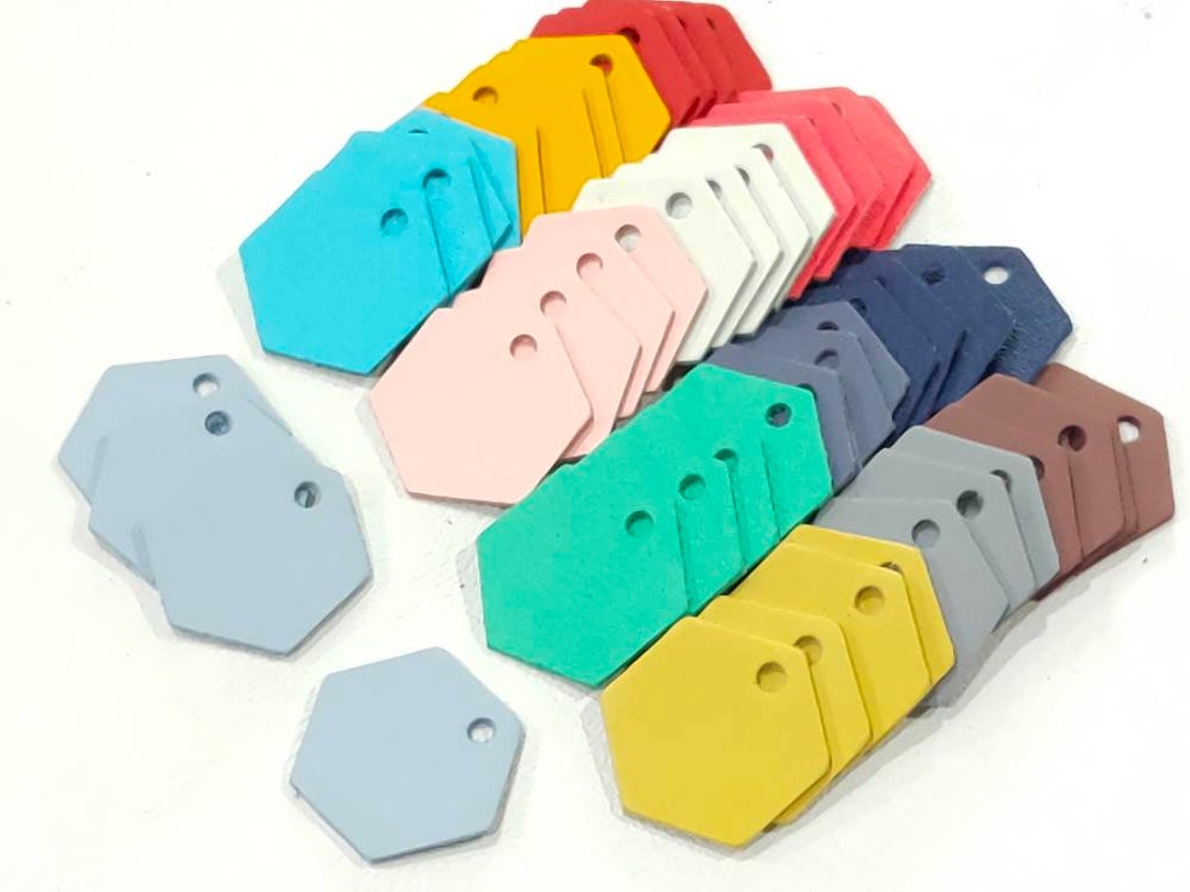 Octagon Shape, Blank Smooth Leather Octagon Dog Tag, 1 1/4" (32mm.), 50 ...