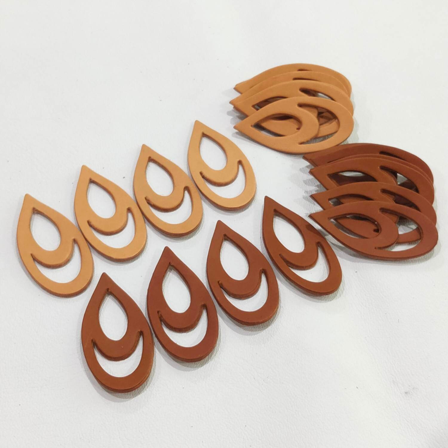 Teardrop Cut Outs Shape Vegetable Tanned Leather Teardrop - Etsy