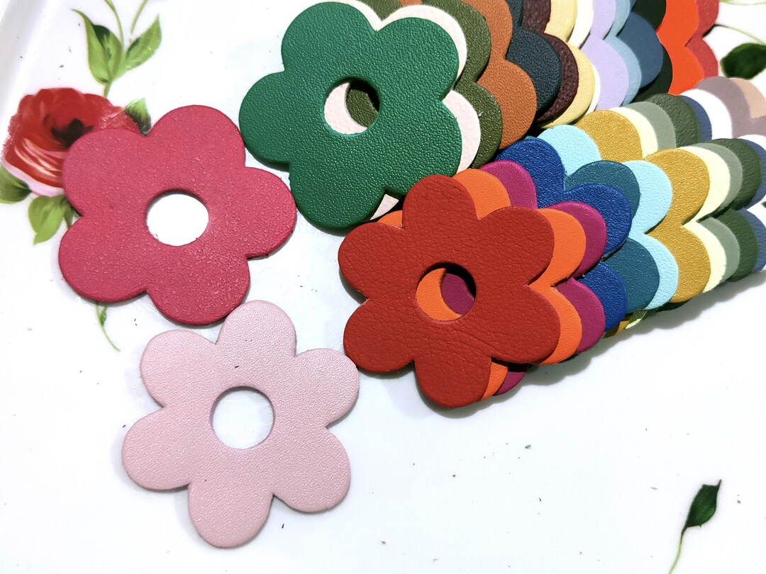 Leather Flower Cutouts: Mixed Colors, 2 Inch, 20 Pcs - Etsy