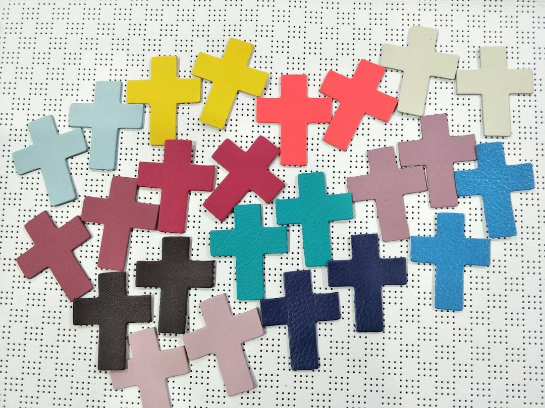 Cross Shape, Smooth Leather Cross, 2 Sizes 2 & 2 3/8 High, 12 Pairs 24 ...