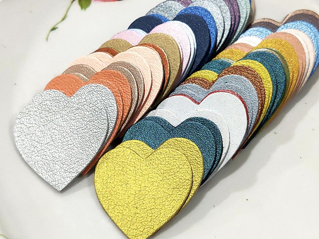 Heart Shape, Leather Heart Blank, 6 Sizes, Mixed Metallic Colors ...