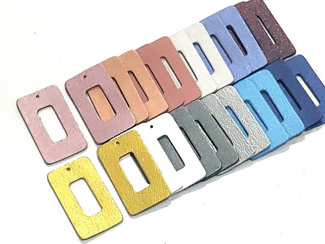 Rectangle Shape, Leather Rectangle Cut Outs With a Hole, 1" X 1 3/4 ...