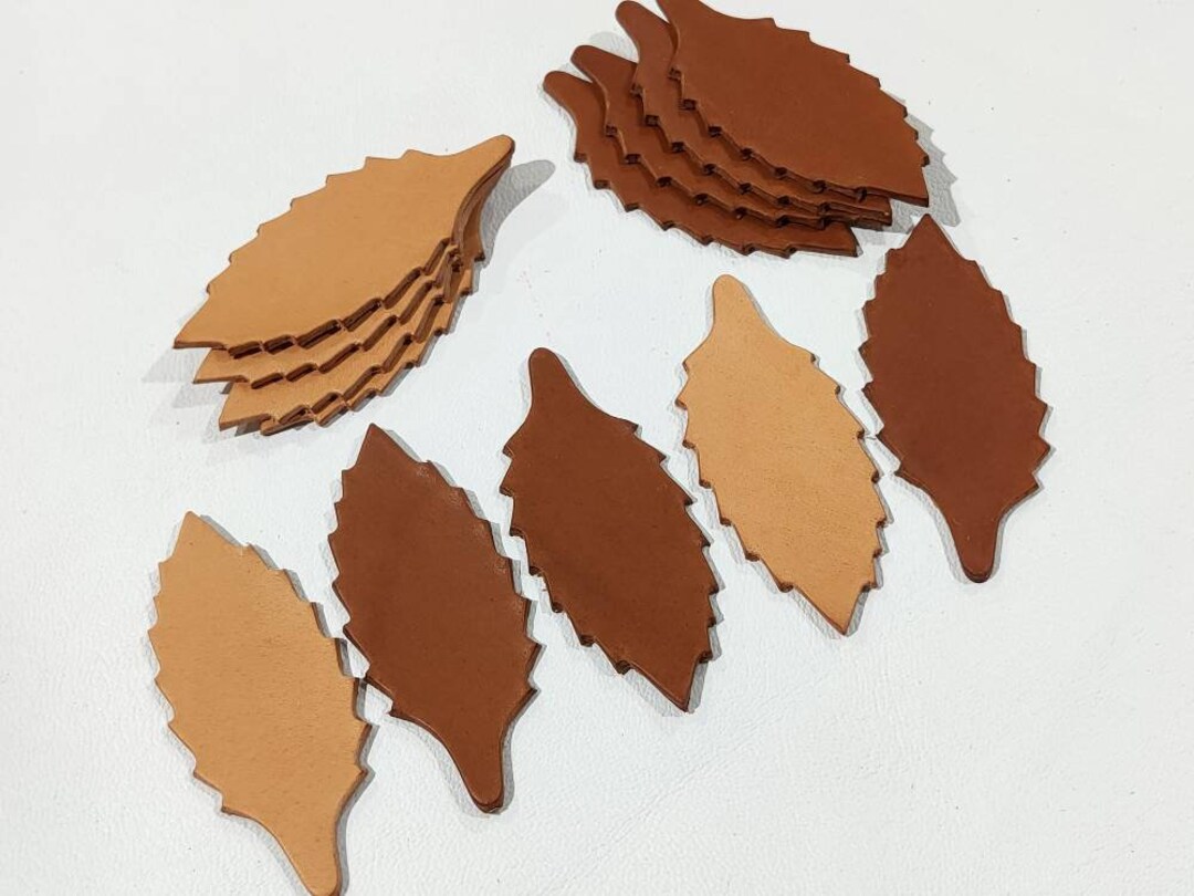 Leaf Shape, Leather Leaf, 4 Sizes, Natural & Tan, Vegetable Tanned ...
