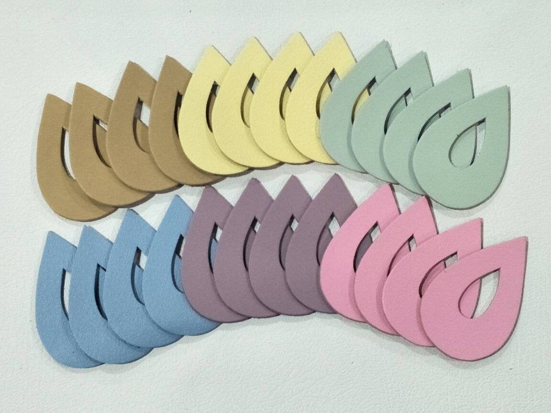 Leather Teardrop Cut Outs, 12 Pairs, 54mm.x34mm.2 1/8 Long, Mixed ...