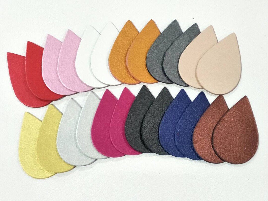 Metallic Leather Teardrop, 54mm.x34 Mm.2 1/8 Long, 12 Pairs, Mixed ...