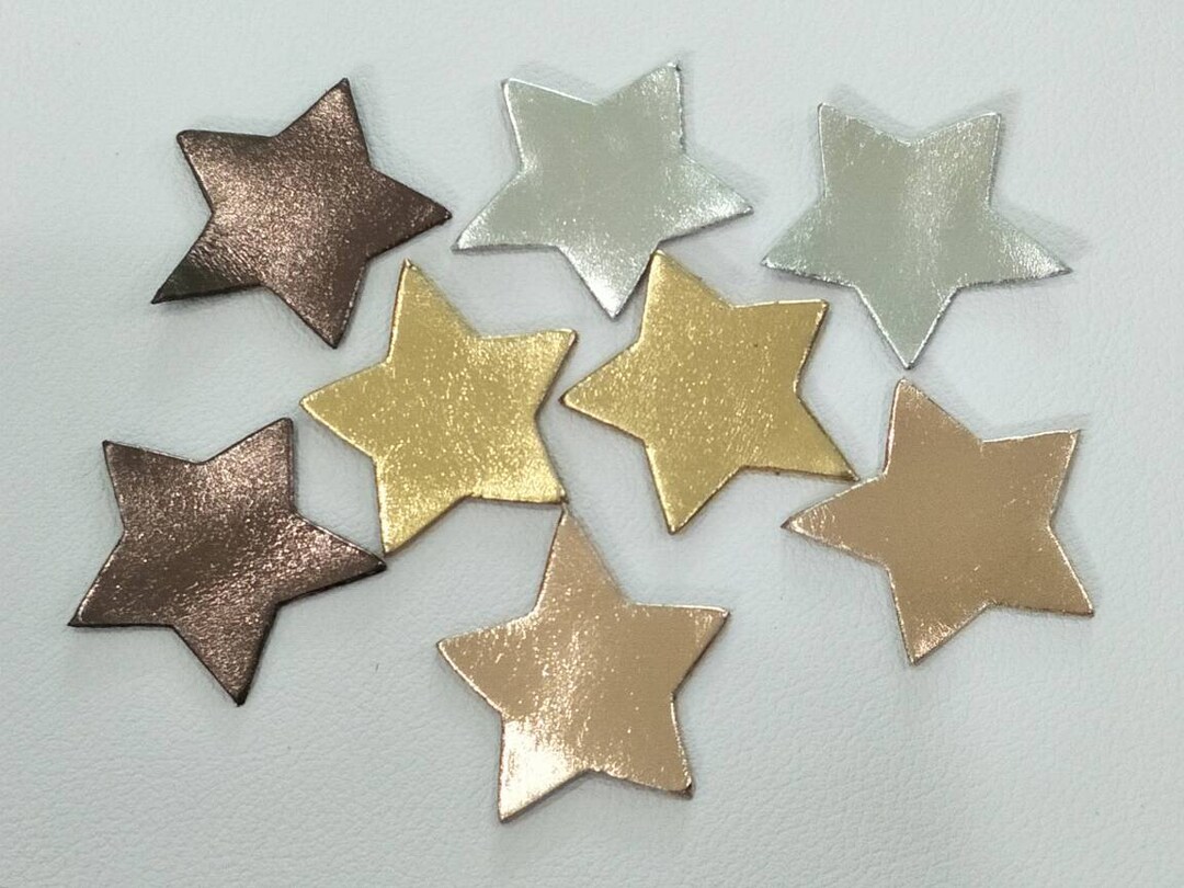 Star Shape, Metallic Leather Star, 15mm. 20mm. 25 Mm. 30mm. 40mm. 50mm ...