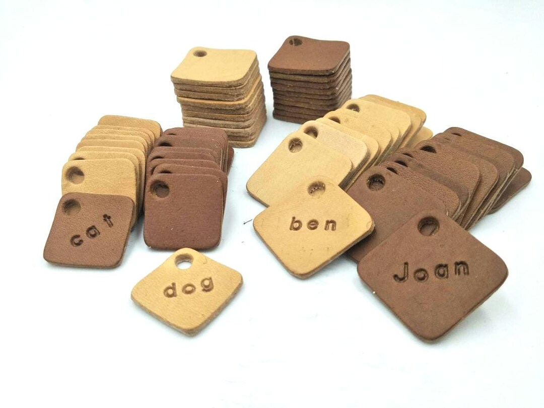 Blank Leather Square Dog Tag: 25mm Pet ID Tag, DIY Craft Supply - Etsy
