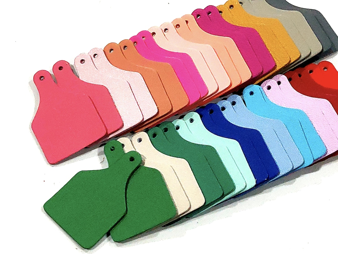 Leather Ear Tag Blank, 2 Sizes, 24 Pieces, Mixed Colors, Genuine ...
