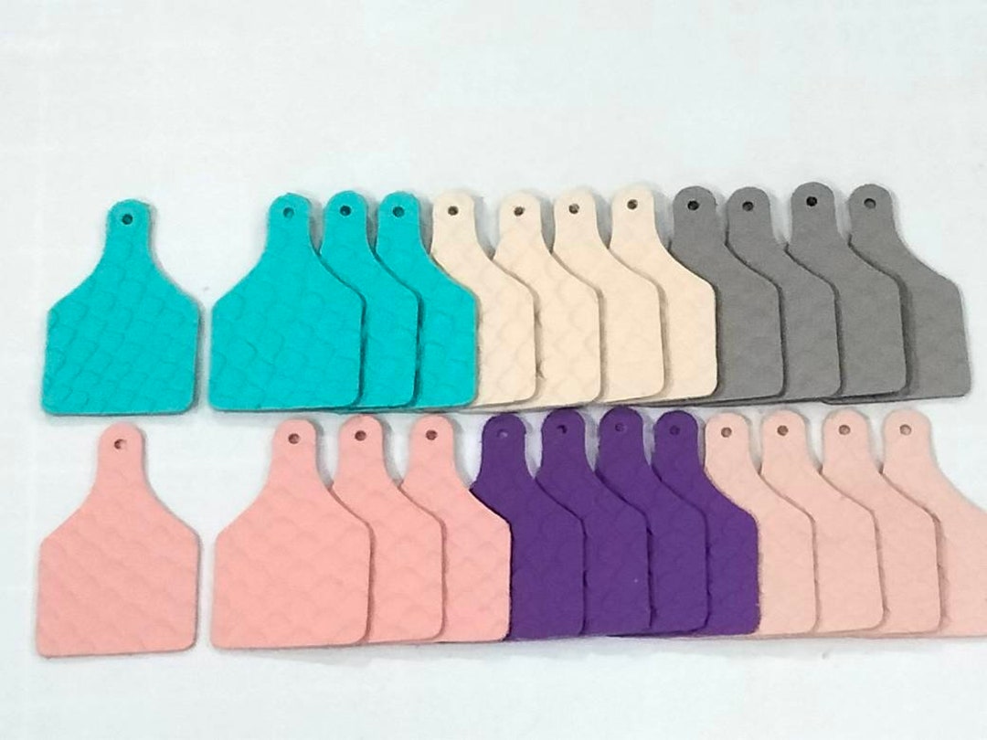 Leather Ear Tag Blank, Embossed Leather Ear Tag, 24 Pcs., 1 1/4"x2 ...