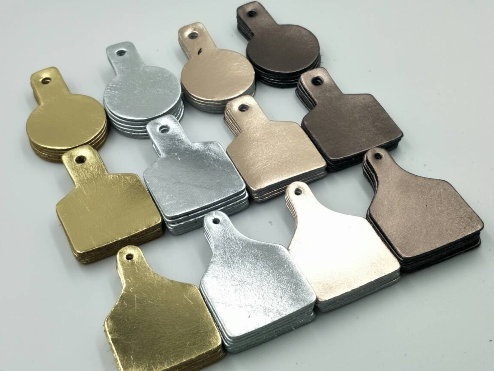 Blank Metallic Leather Ear Tag With Hole 32mm.x50mm. 3 | Etsy