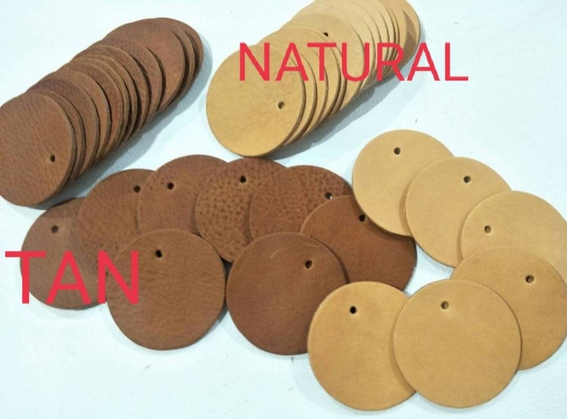 Leather Circles Cut Outs with Hole 30 mm.40 mm. Vegetable | Etsy