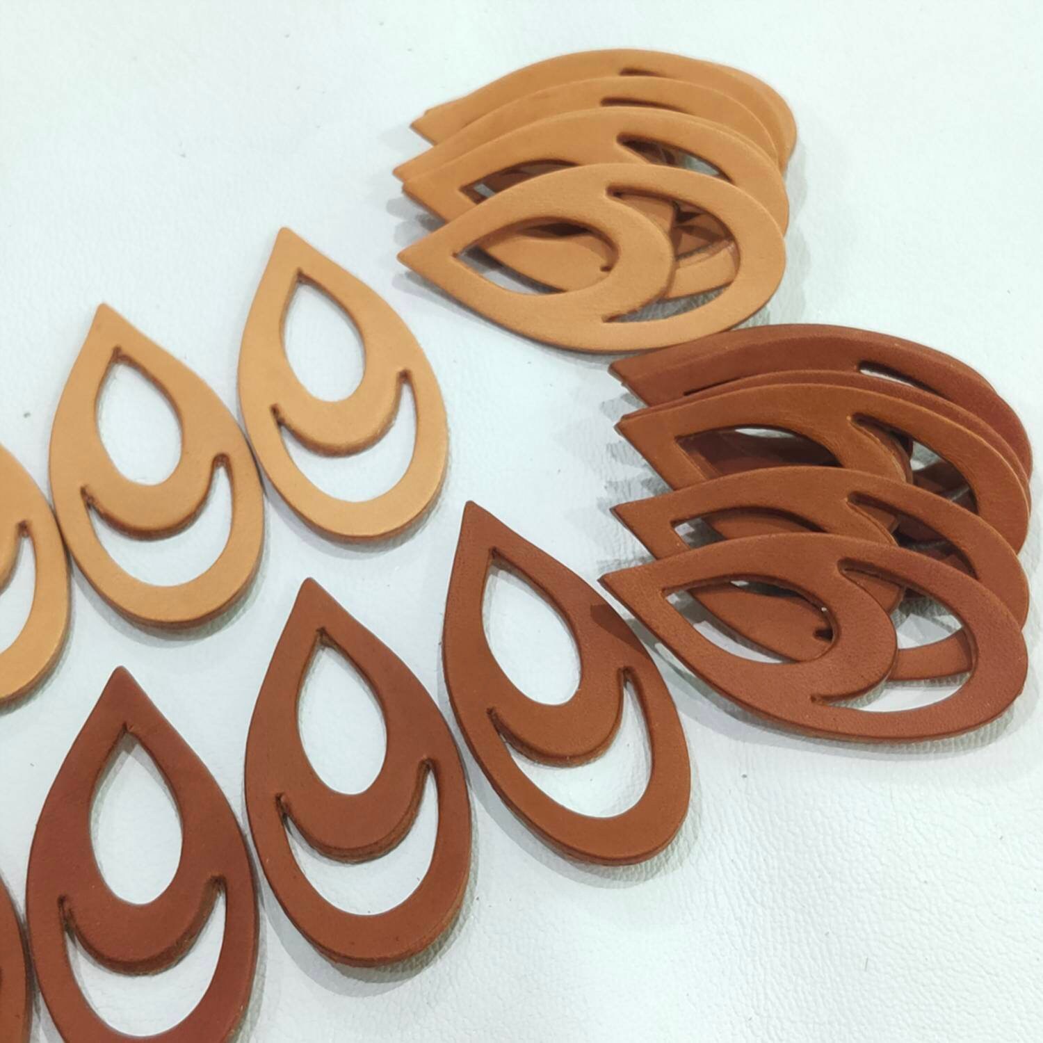 Teardrop Cut Outs Shape Vegetable Tanned Leather Teardrop - Etsy