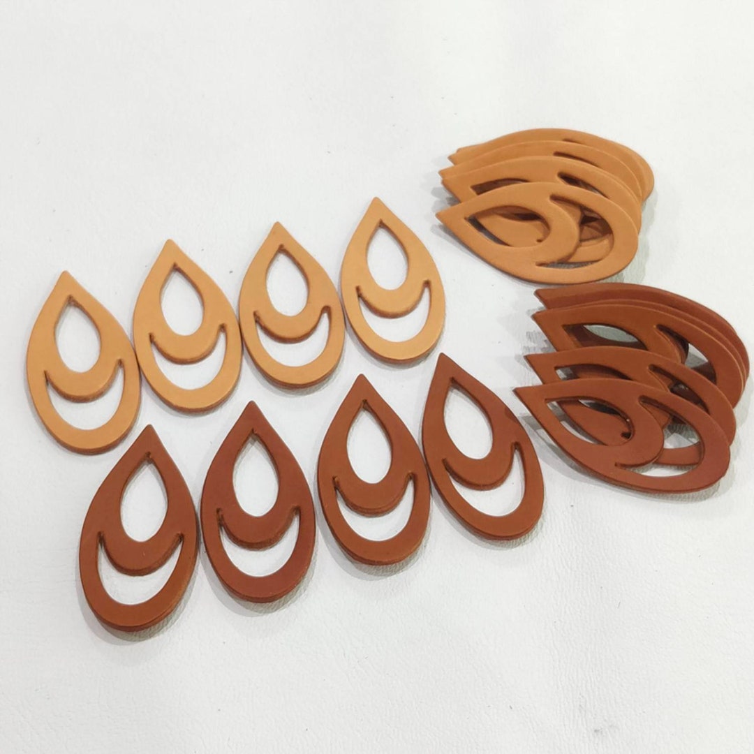 Teardrop Cut Outs Shape Vegetable Tanned Leather Teardrop - Etsy