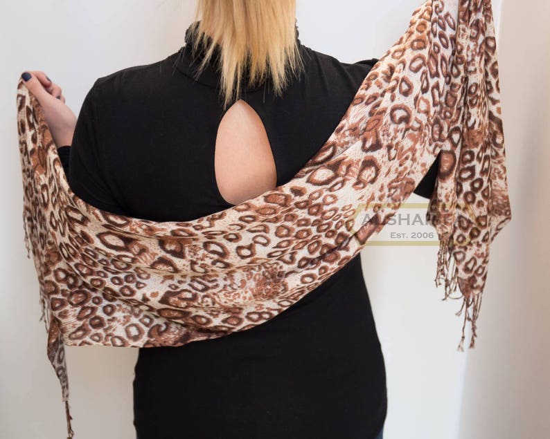 Brown Leopard Print Scarf Shawl Muslim Hijab 68 X - Etsy
