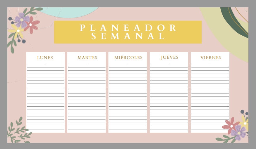 Spanish Weekly Planner Bilingual - Planeador Semanal - Etsy