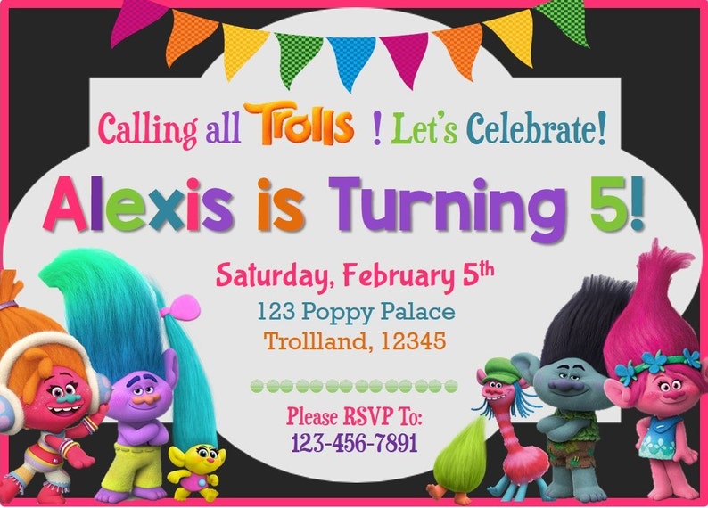 Trolls Birthday Invitation - Etsy