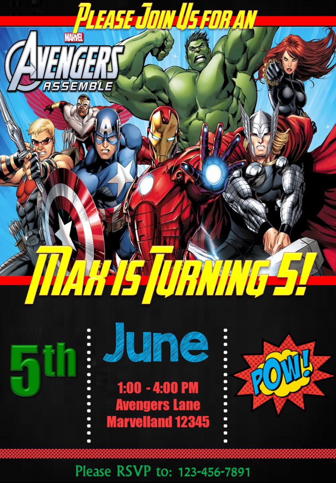 Avengers Birthday Invitation - Etsy