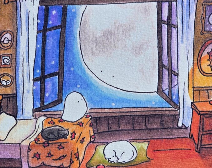 5x7 Print "goodnight Ghost" - Etsy