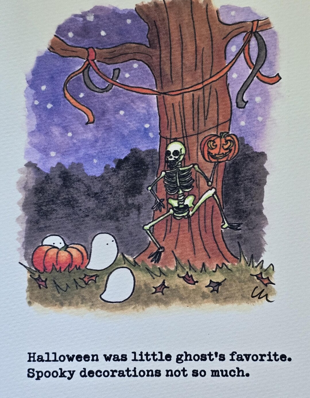 5x7 Print of "little Ghost and Spooky Decorations" - Etsy