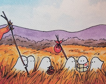 5x7 Print of Original Watercolor Illustration goodnight Ghost - Etsy