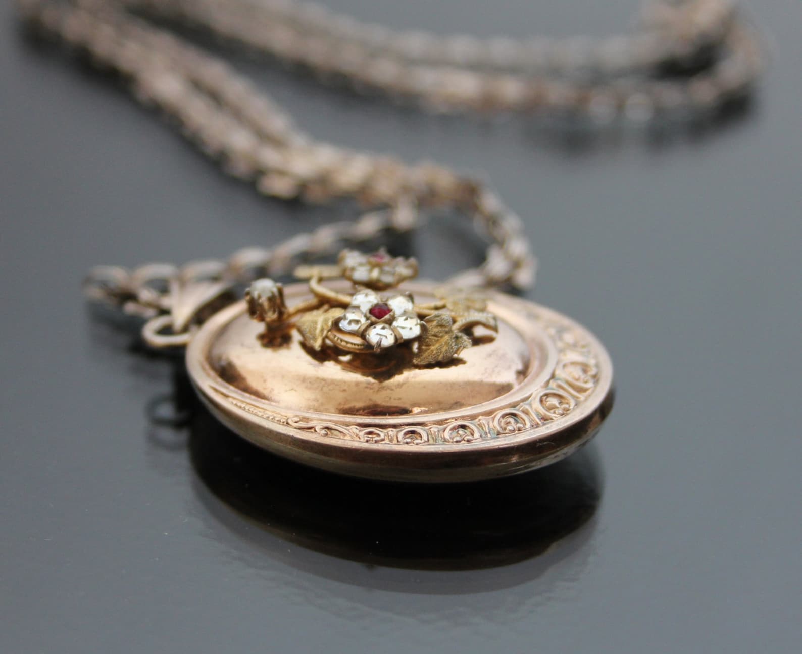 Victorian Book Chain Paste Pendant Collar Necklace. Antique Austro ...
