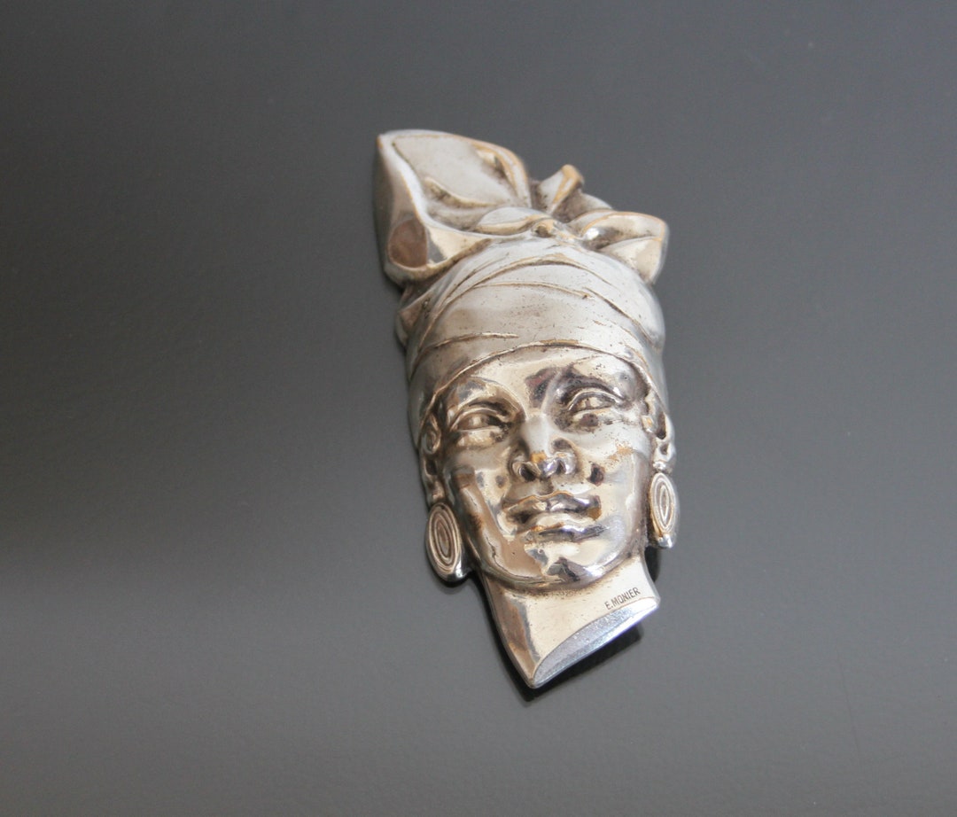 EMILE MONIER. Art Deco African Queen Brooch. Vintage Maiden Pin. - Etsy