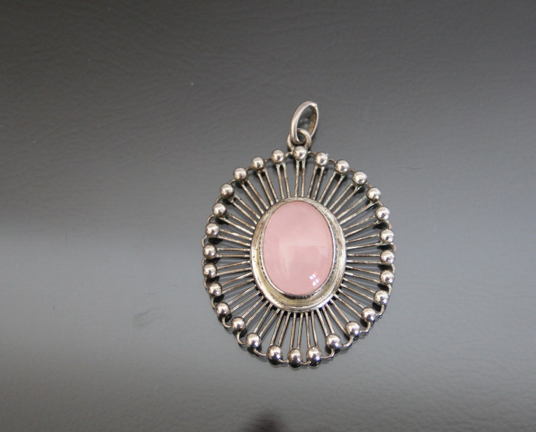 Vintage Sterling Silver Rose Quartz Sputnik Pendant, Adolf Regelmann ...
