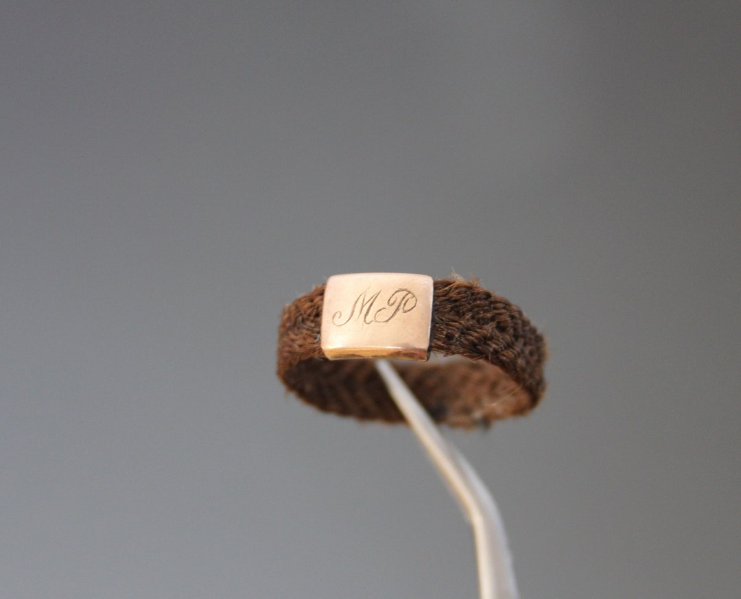 Victorian Mourning Woven Hair Ring. Antique Hairwork. Monograme. Rose ...
