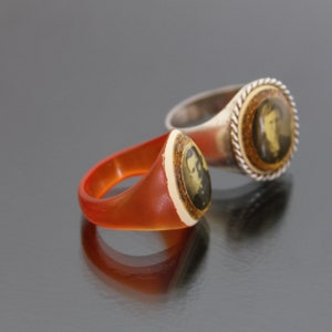 SET Vintage Celluloid Photo Signet Ring, Pair. Depression Era, Prison ...
