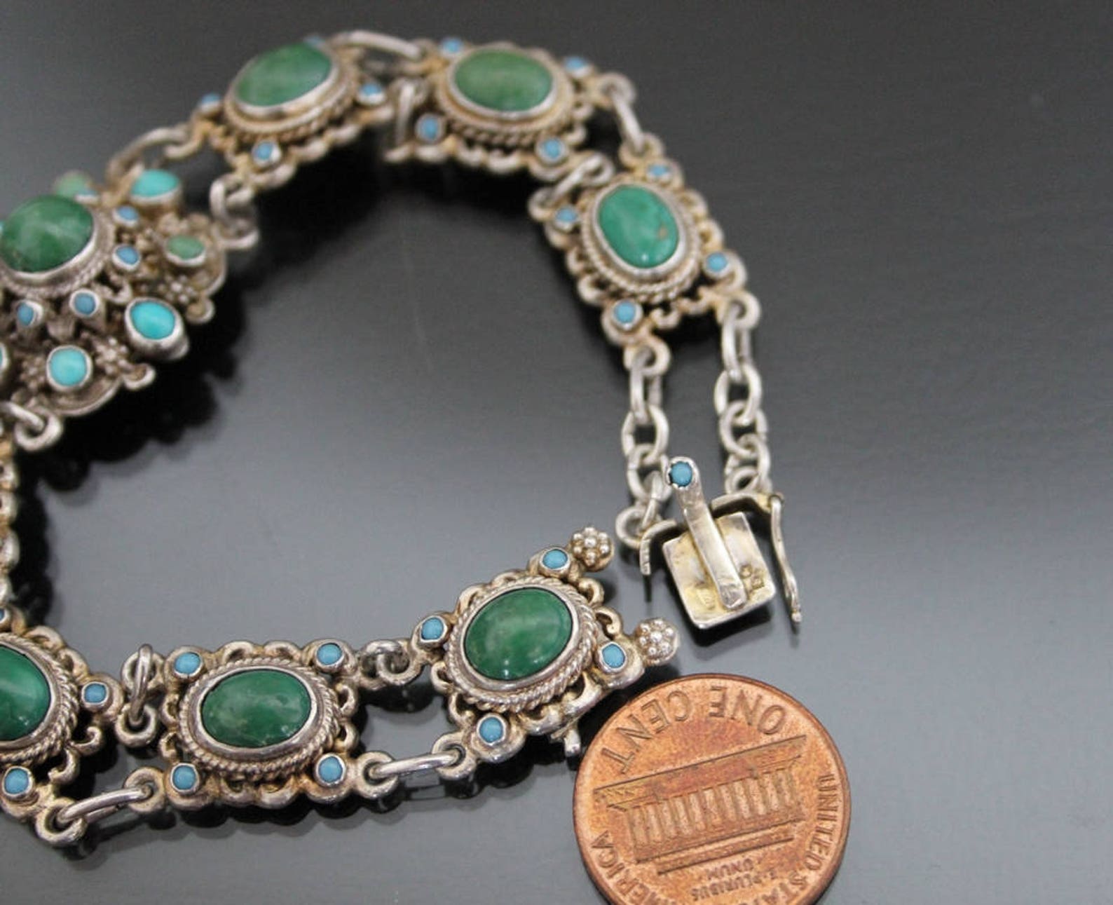 Austro Hungarian 750 Silver Bracelet Tourquoise Antique | Etsy