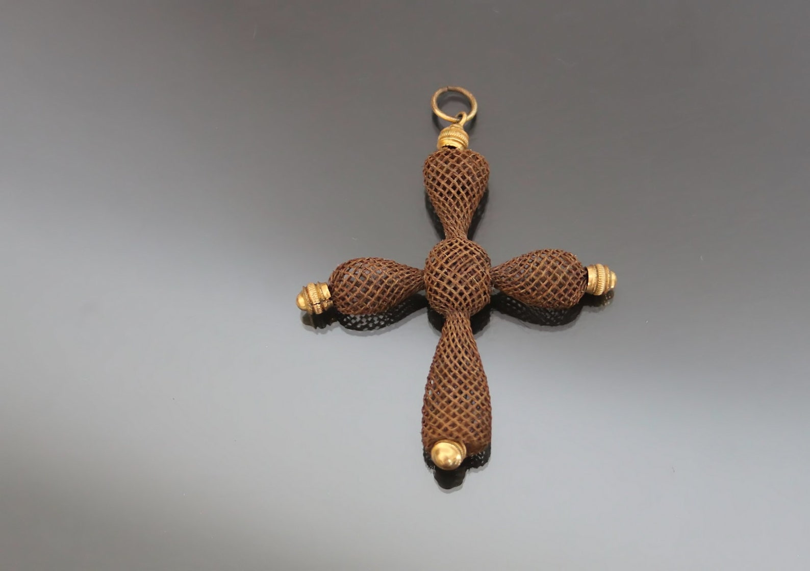 Victorian Mourning Woven Hair Crucifix Cross, Vintage Antique ...